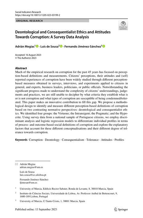 Pdf Deontological And Consequentialist Ethics And Attitudes Towards