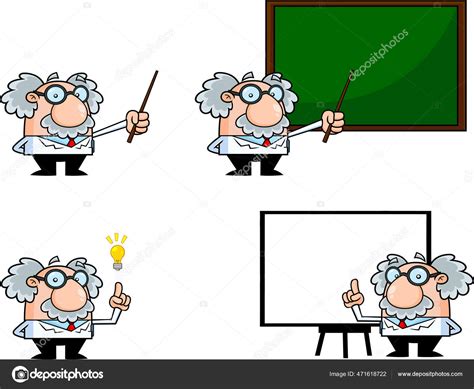 Vector Ilustración Dibujos Animados Conjunto Profesor Vector de stock
