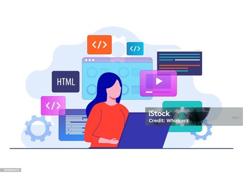Woman Working As Programmer Writing Code Using Laptop Website Developer