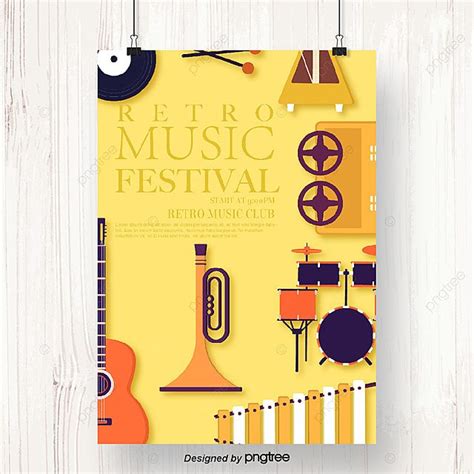 노란 신선한 복고 음악 파티 템플릿 Psd 다운로드 디자인 자료 다운로드 Music Party Retro Music Music