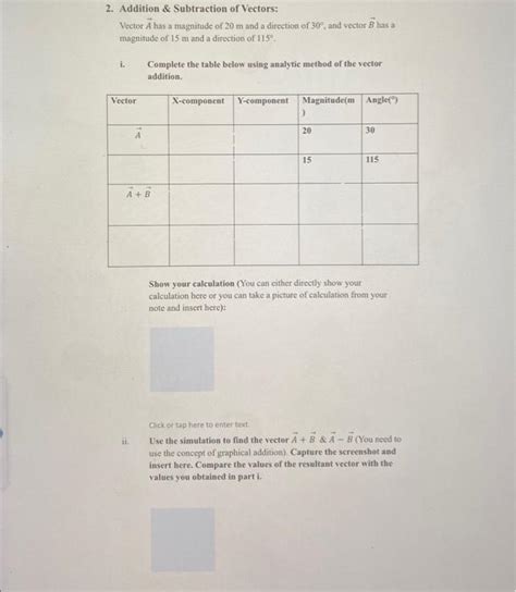 Solved Addition Subtraction Of Vectors Vector A Has A Chegg