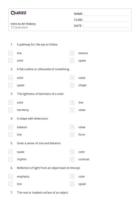 50 Art History Worksheets For 5th Class On Quizizz Free And Printable
