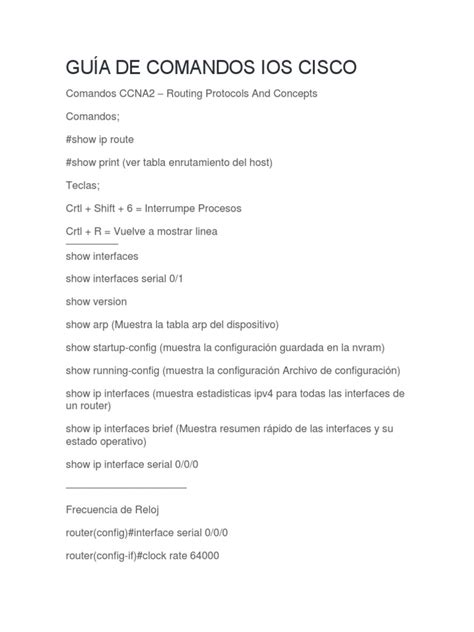 Comandos De Router Y Switch Cisco Pdf Enrutador Computación Dirección Ip