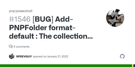 Bug Add Pnpfolder Format Default The Collection Has Not Been
