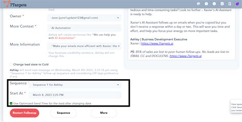 how to set a new sequence on processed leads 7targets ai sales