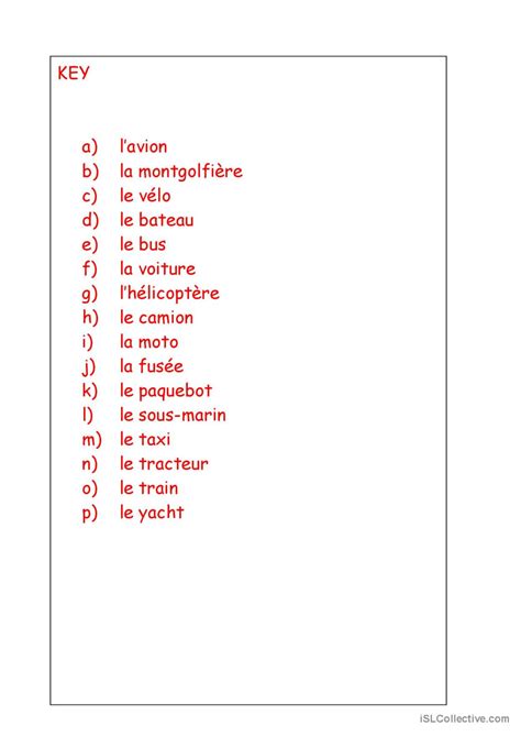 MOYENS DE TRANSPORT English ESL Worksheets Pdf Doc