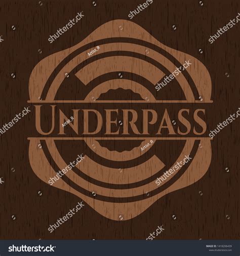 Underpass Realistic Wooden Emblem Vector Illustration Stock Vector