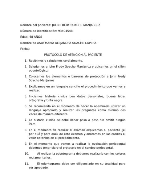 Protocolo De Atencion Al Paciente Pdf