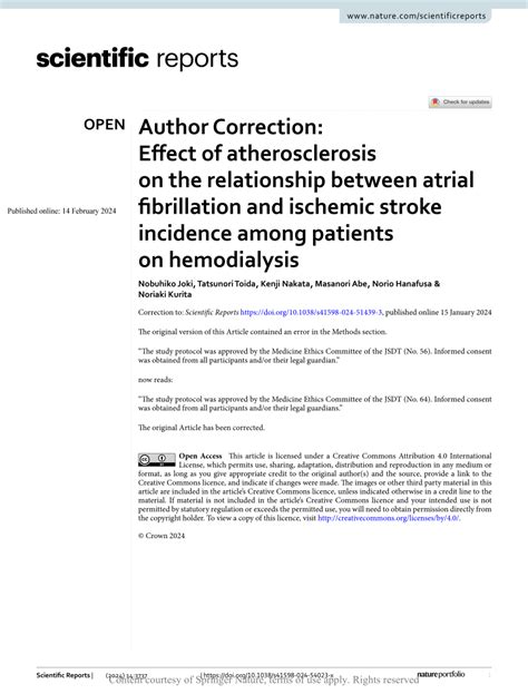 Pdf Author Correction Effect Of Atherosclerosis On The Relationship