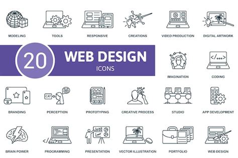 Premium Vector Web Design Outline Icons Set Creative Icons Modeling Tools