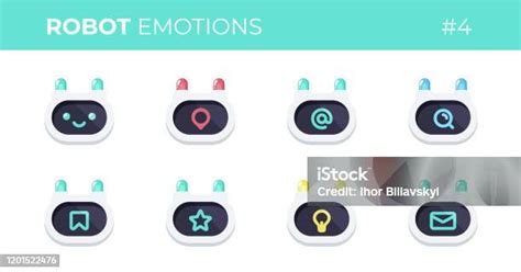 로봇 감정 세트 귀여운 로봇 머리 아바타 다른 얼굴과 채팅 봇 심플한 현대 아이콘 디자인입니다 흰색 배경에 고립 된 만화 캐릭터 화면 모니터 플랫 스타일 벡터 그림입니다