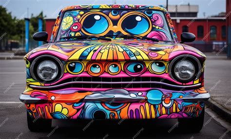 Premium Photo Stickers For Cars In The Style Of Psychedelic Absurdism