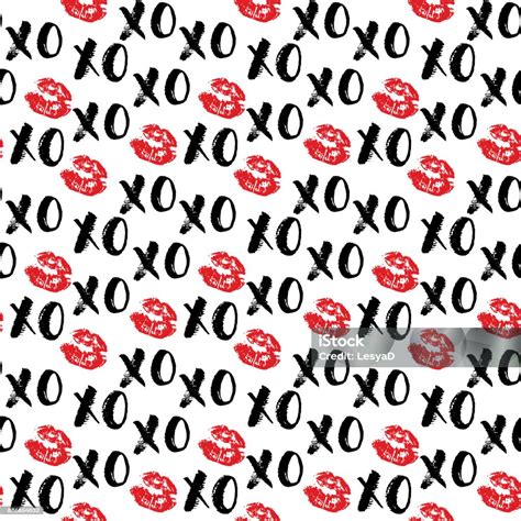 여 자가 브러쉬 레터링 표시 완벽 한 패턴 그런 지 Calligraphiv C 포옹 및 키스 문구 인터넷 속어 약어가 여 자가 기호 흰색 배경에 고립 벡터 일러스트 레이 션