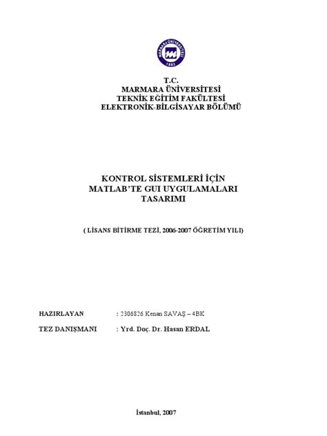Matlab Ile Gui Tasarimi Bitirme Tezi Pdf