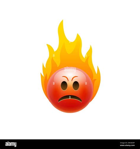 Hot Angry Emoji Flame Character Face Icon Comic Evil Emoji Face Vector