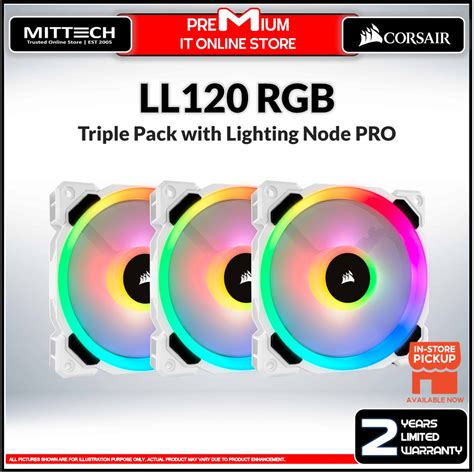 Corsair LL120 RGB 120mm Dual Light Loop White RGB LED PWM Fan Triple Pack With Lighting Node