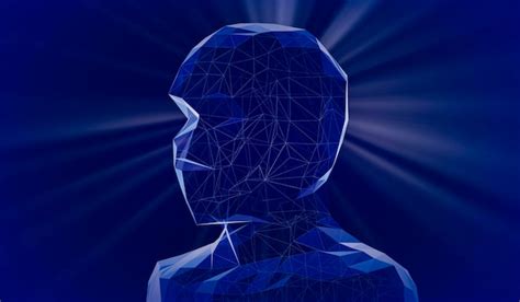 Premium Photo Geometrical Wireframe Man Face And Rays Of Light 3d