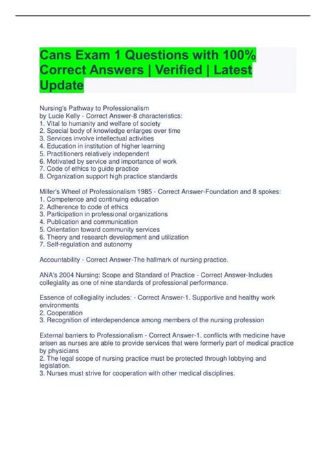 Cans Exam 1 Questions With 100 Correct Answers Verified Latest Update Cans Stuvia Us