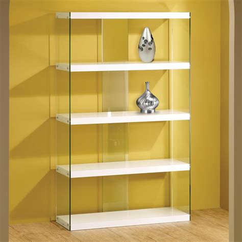 Aviya Chrome Glass Bookshelf White Display Cabinet Glass Cabinets