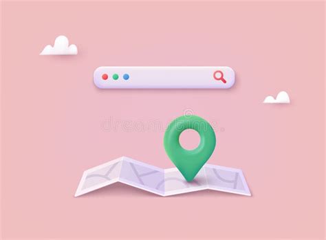 location folded paper map search bar and pin isolated gps and