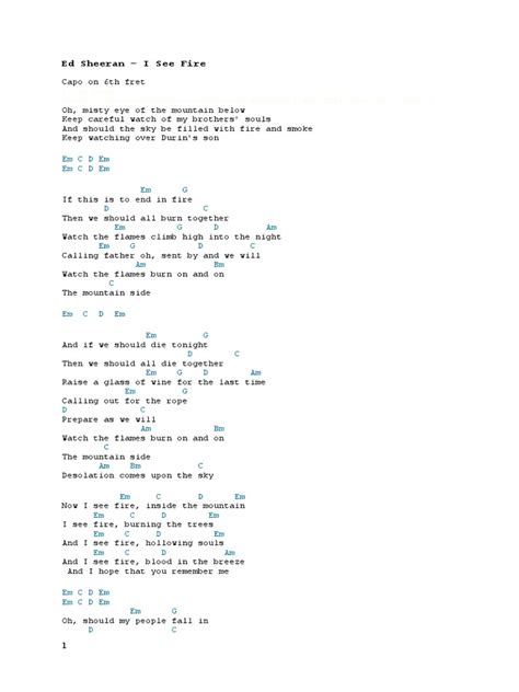 Ed Sheeran I See Fire Chords Pdf