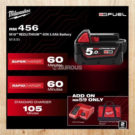 MILWAUKEE M Ah RED REDLITHIUM ION BATTERY M B Aurous Hardware Online Store