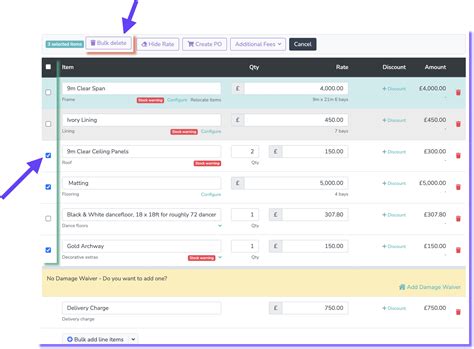 How To Bulk Delete Items In A Quote Saas Brella