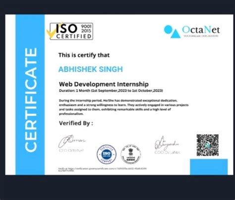 Abhishek Singh On Linkedin Octanetinternship