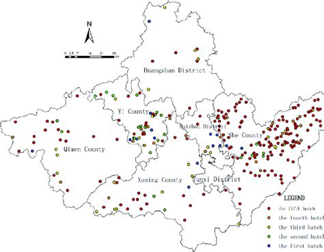 The Distribution Map Of Huizhou National Traditional Villages In