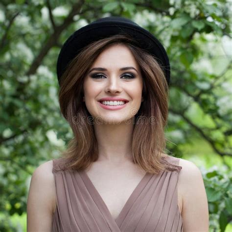 Pretty Healthy Woman With Fresh Skin Make Up And Brown Wavy Hair