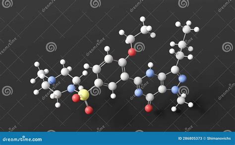 Sildenafil Molecule Structural Chemical Formula Ball And Stick Model