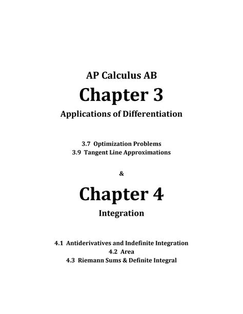 Packet Ap Calculus Ab Chapter Applications Of