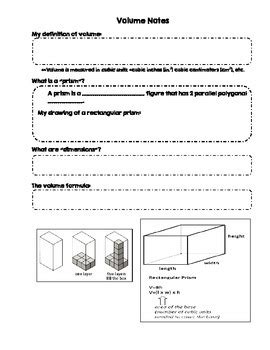 Volume Notes By Elyse Allen Teachers Pay Teachers