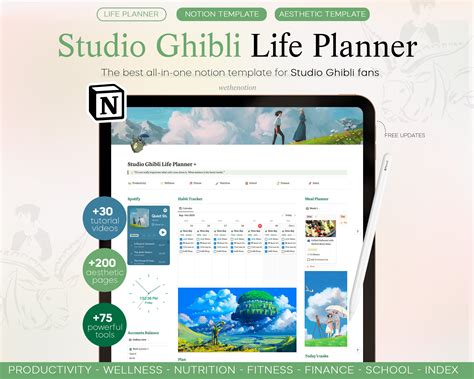 Studio Ghibli Life Planner Notion Template Wethenotion