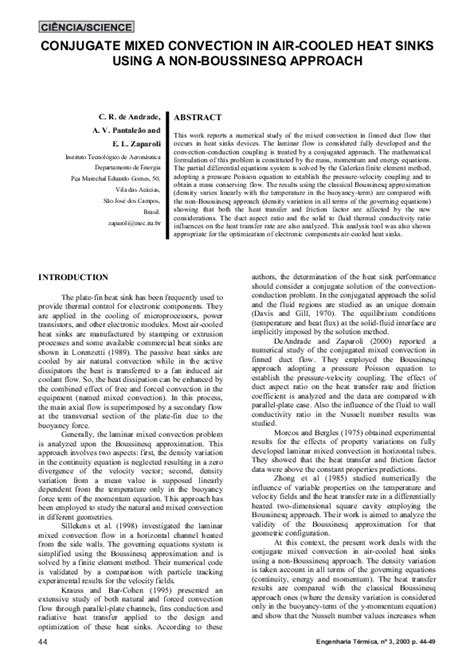Pdf Conjugate Mixed Convection In Air Cooled Heat Sinks Using A Non Boussinesq Approach