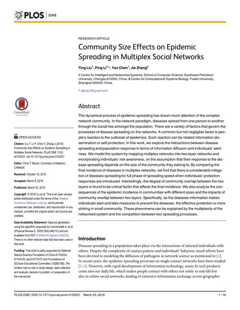 Pdf Community Size Effects On Epidemic Spreading In Multiplex Social