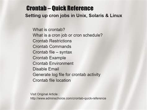 Crontab Quick Reference