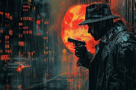 Premium Photo Classic Noir Style Illustration Of Detective Solving