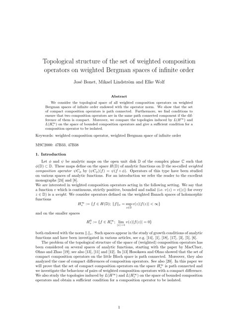 Pdf Topological Structure Of The Set Of Weighted Composition
