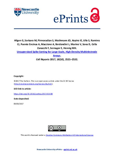 Pdf Unsupervised Spike Sorting For Large Scale High Density