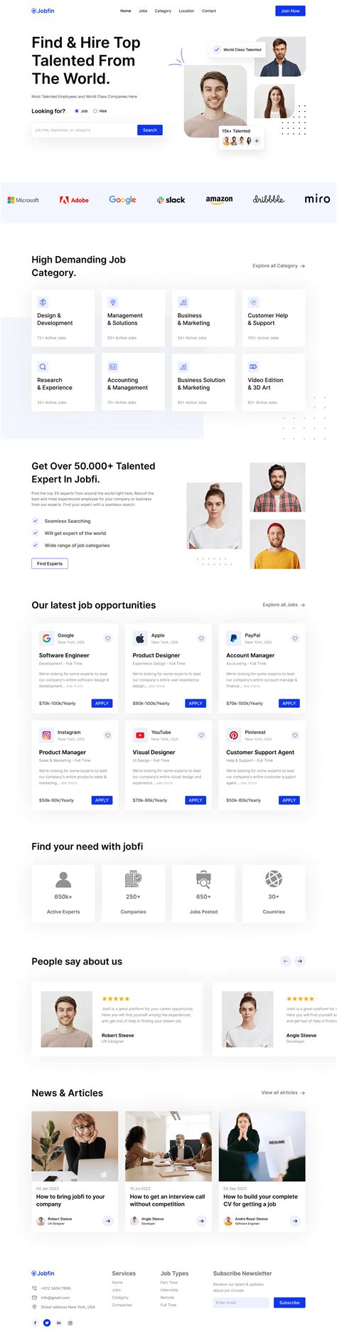 Job Portal Website Landing Page On Behance