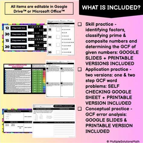 Greatest Common Factor Gcf Activity Bundle Digital Printable Included