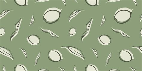 Premium Vector Seamless Patterns With Olive Branch In Modern Minimal