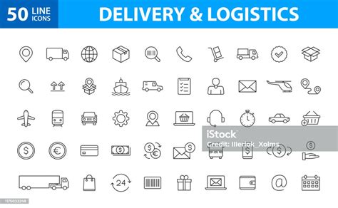 라인 스타일의 50 배달 및 물류 웹 아이콘의 집합입니다 택배 배송 특급 배송 추적 주문 지원 비즈니스 벡터 그림입니다 고객에 대한 스톡 벡터 아트 및 기타 이미지 Istock