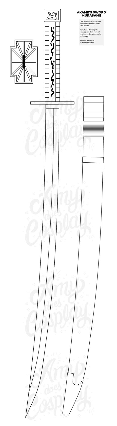 Akame Sword Cosplay Prop 2d Blueprint Etsy
