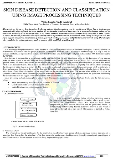 PDF SKIN DISEASE DETECTION AND CLASSIFICATION USING IMAGE PROCESSING TECHNIQUES