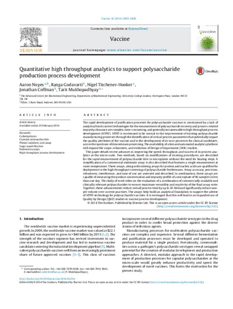 Pdf Quantitative High Throughput Analytics To Support Polysaccharide