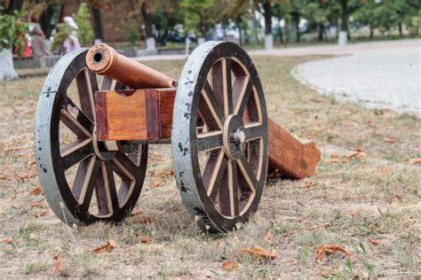 Old Wooden Cossack Cannon In The Field Stock Image Image Of Fortress