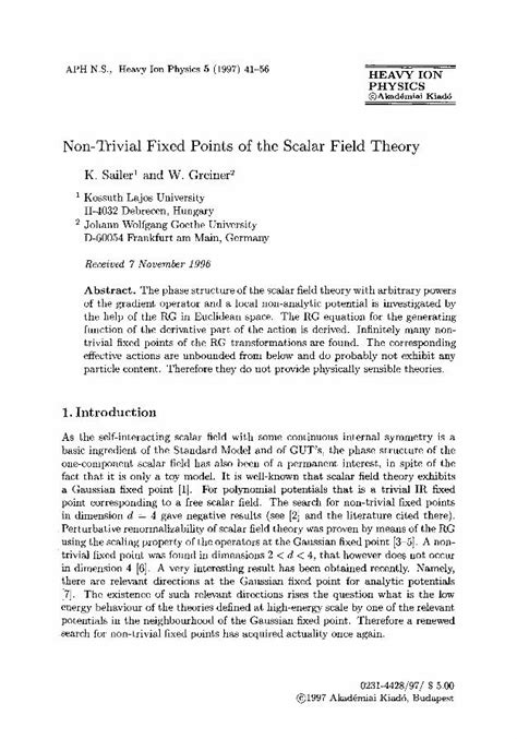 Pdf Non Trivial Fixed Points Of The Scalar Field Theory Dokumentips