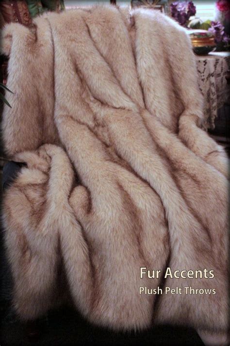 Light Brown Tip Arctic Fox Faux Fur Throw Blanket Backed Etsy In 2023